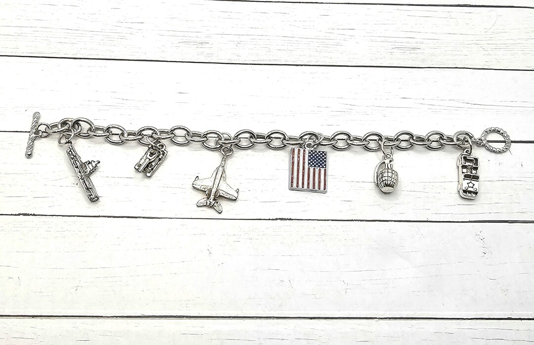 Silver Military Charm Bracelet - Etsy