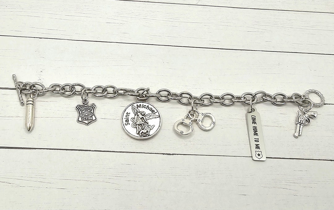 Silver Law Enforcement/police Officer Charm Bracelet - Etsy