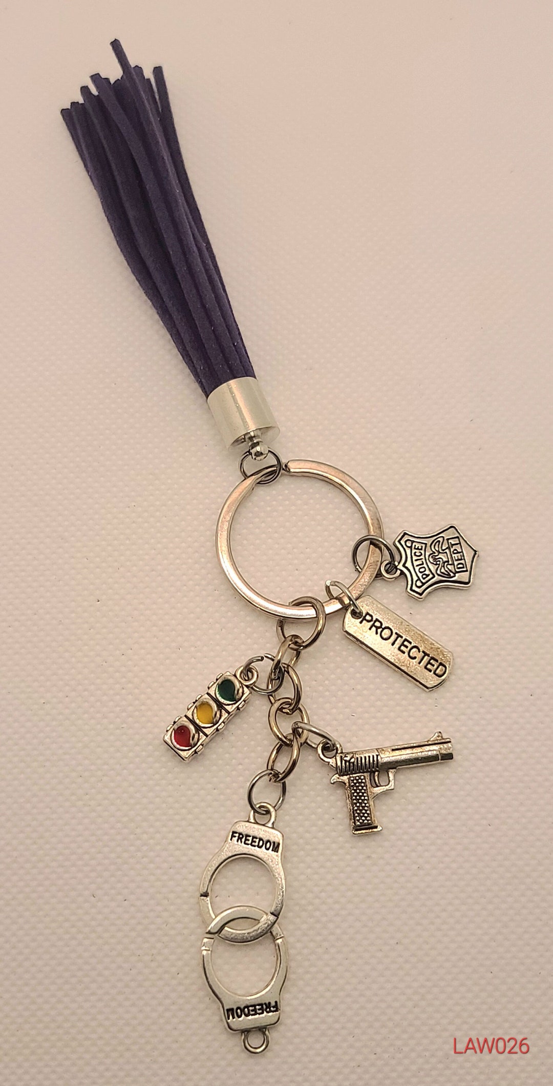 Blue Tassel, Silver Law Enforcement/police Keychain - Etsy
