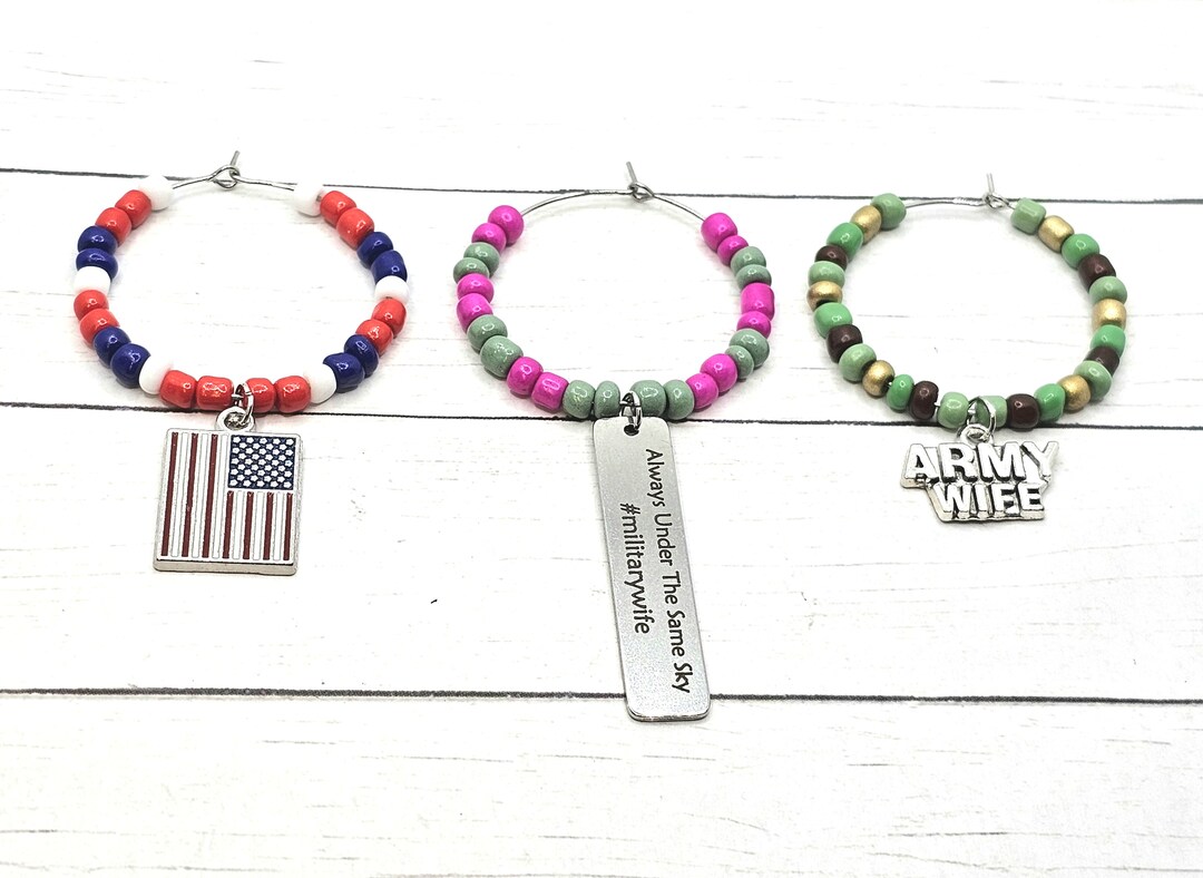Army Wife Wine Glass Charms - Etsy
