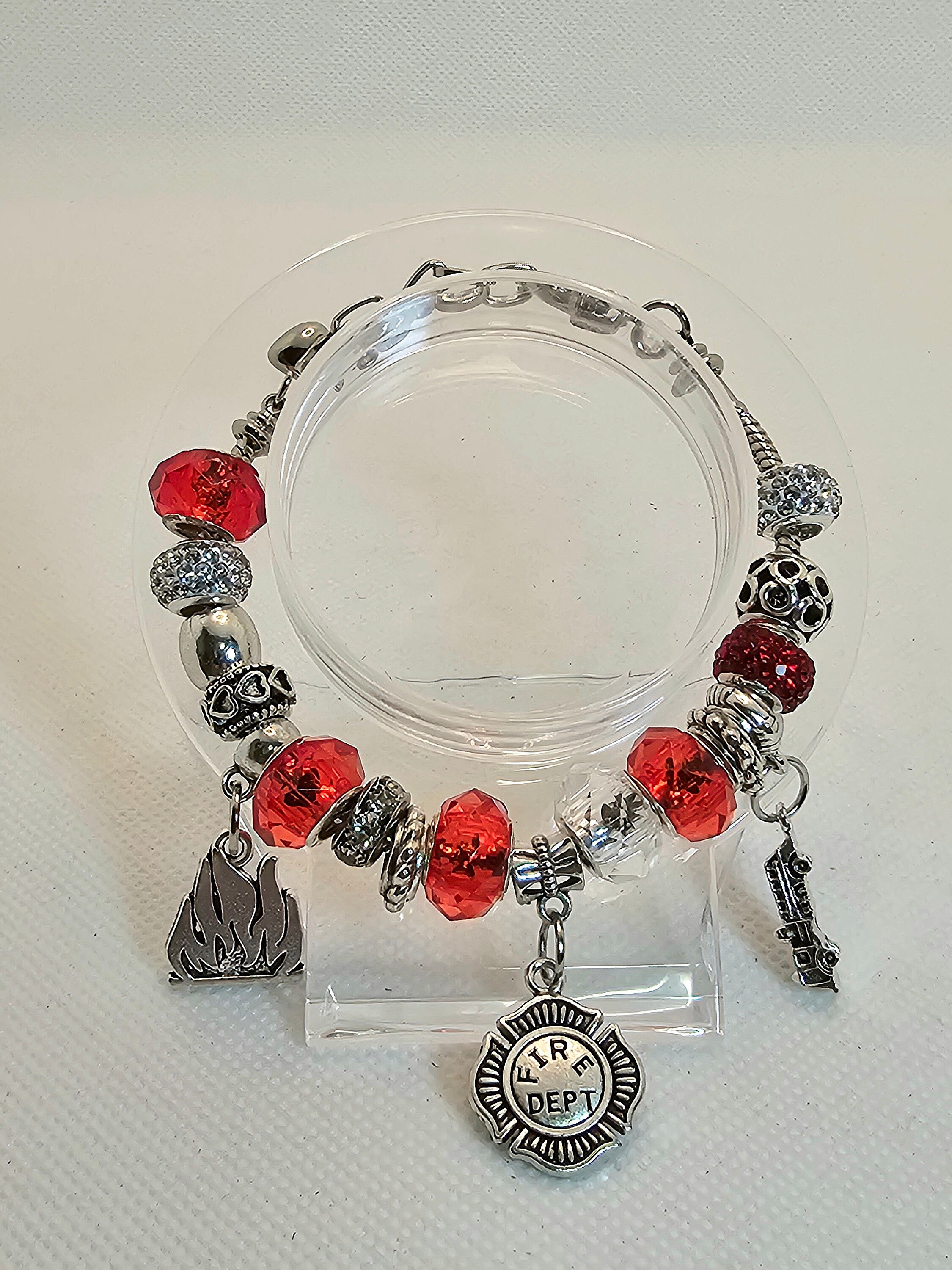 Firefighter European Bead Charm Bracelet - Etsy