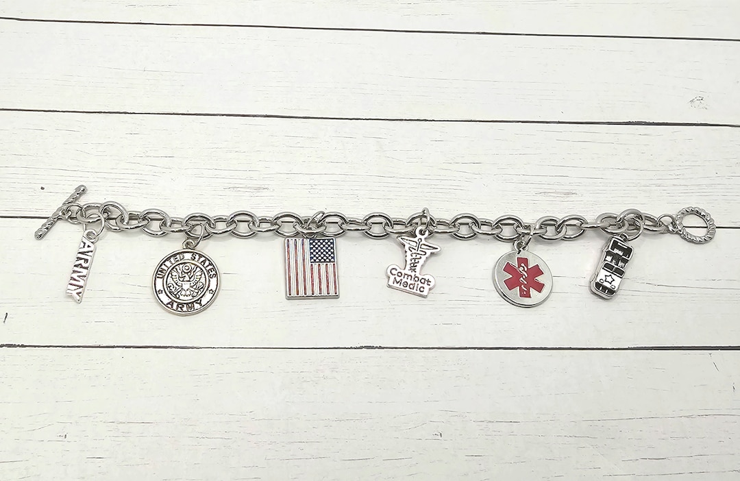 Silver Combat Medic Charm Bracelet - Etsy