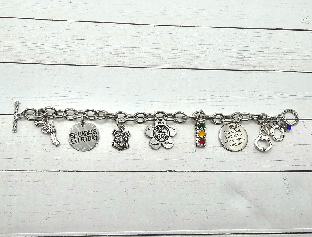 Silver Law Enforcement/police Officer Charm Bracelet - Etsy