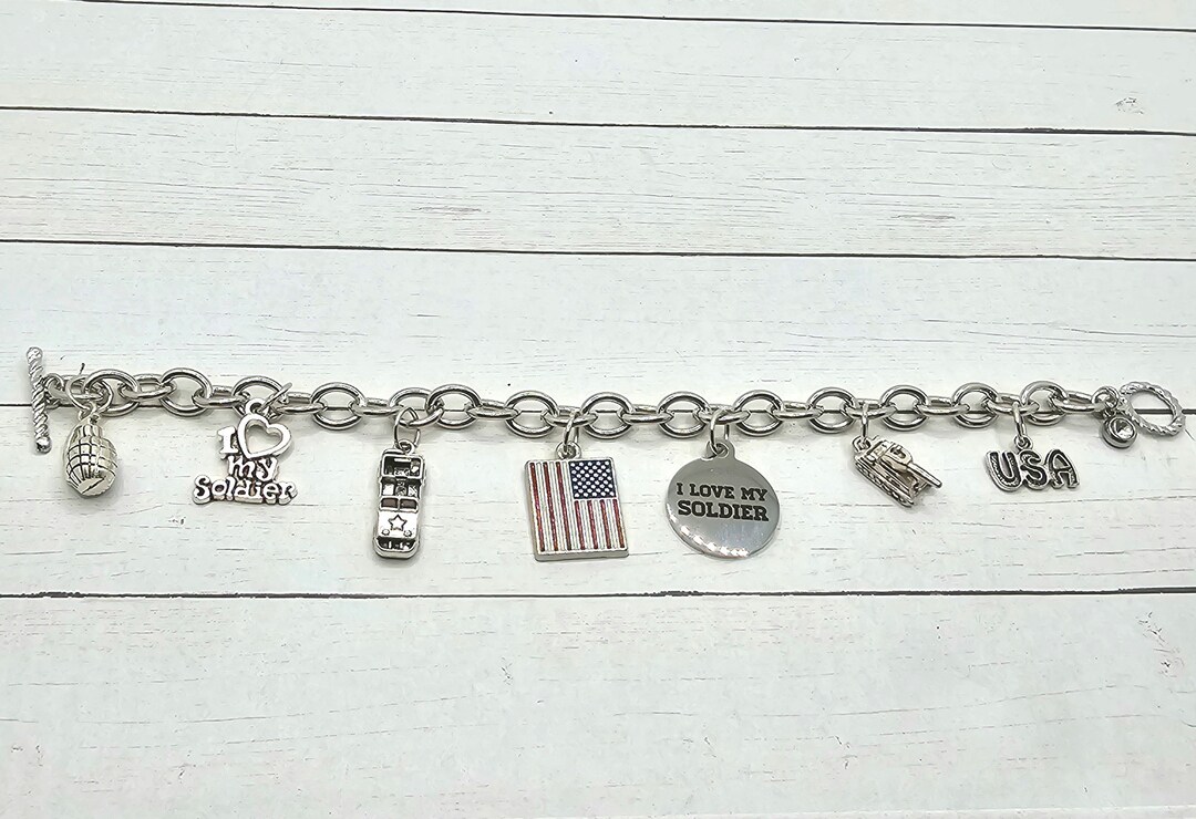 Silver I Love My Soldier Military Charm Bracelet - Etsy