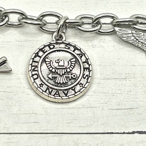 Silver US Navy Wife Charm Bracelet - Etsy