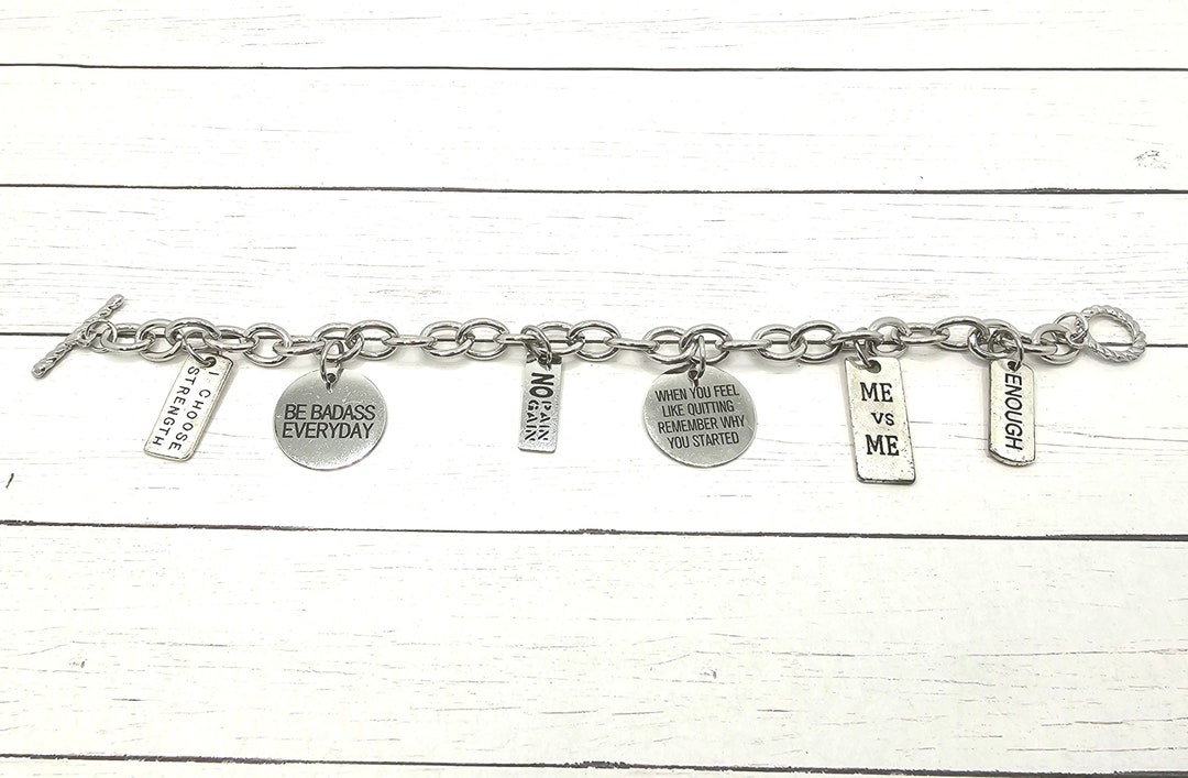 Silver Motivational Charm Bracelet - Etsy