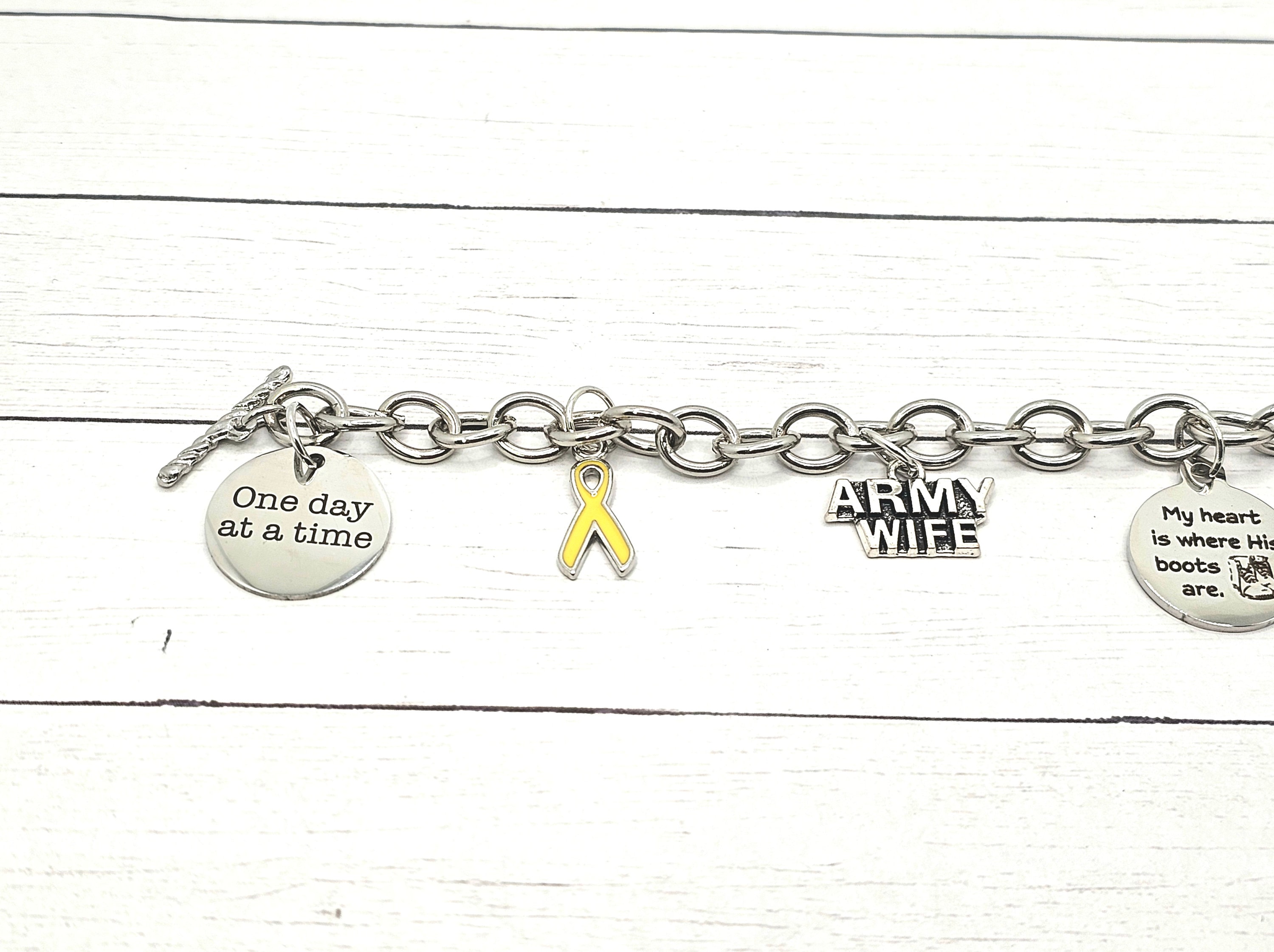 Silver Army Wife Charm Bracelet - Etsy
