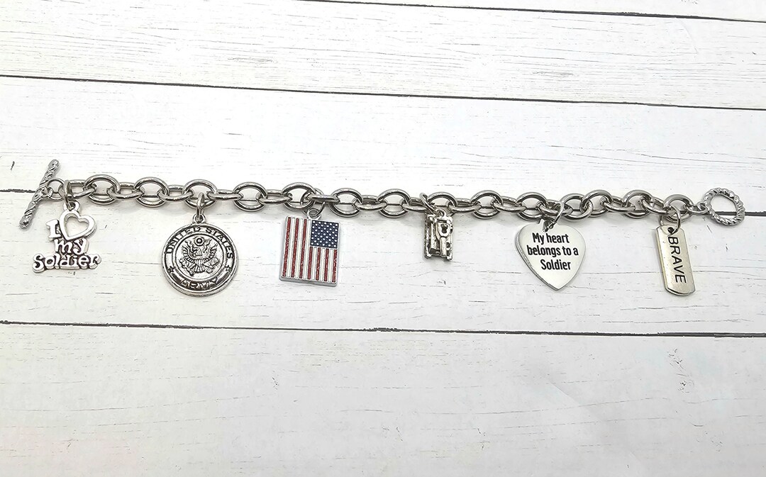 Silver Army Charm Bracelet - Etsy