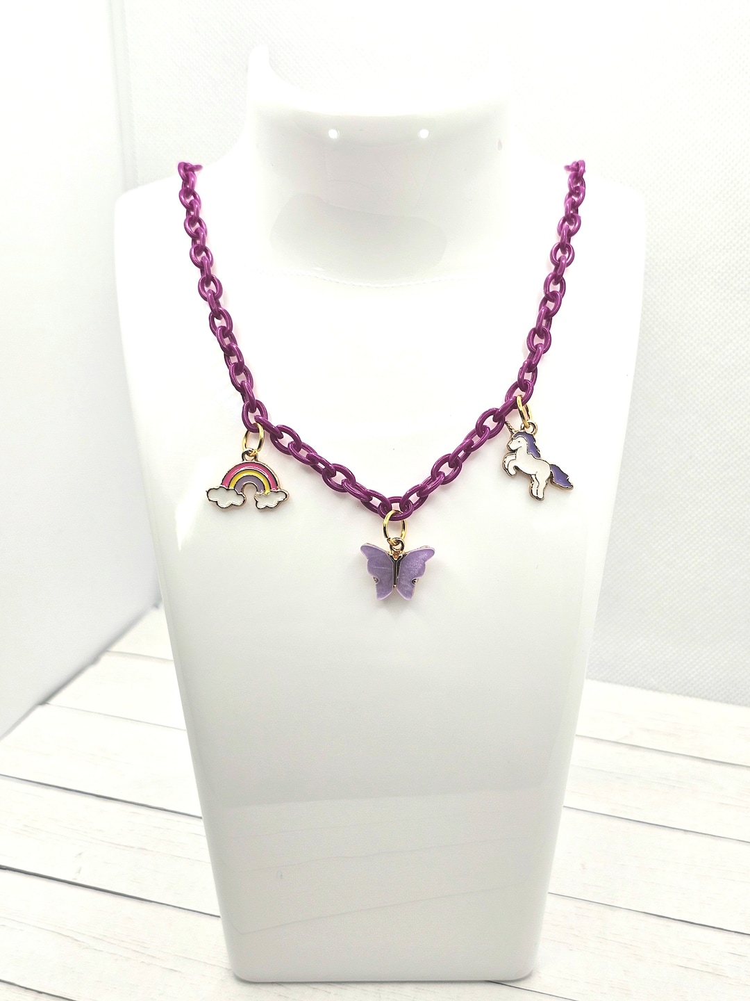 Kids Purple Plastic Chain Necklace With Charms - Etsy