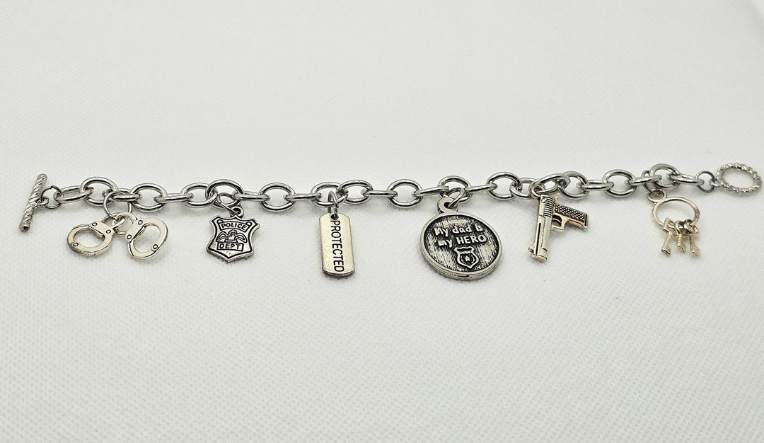 Silver Law Enforcement/police Officer Charm Bracelet - Etsy