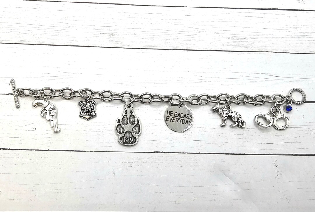 Silver K9 Law Enforcement/police Officer Charm Bracelet - Etsy