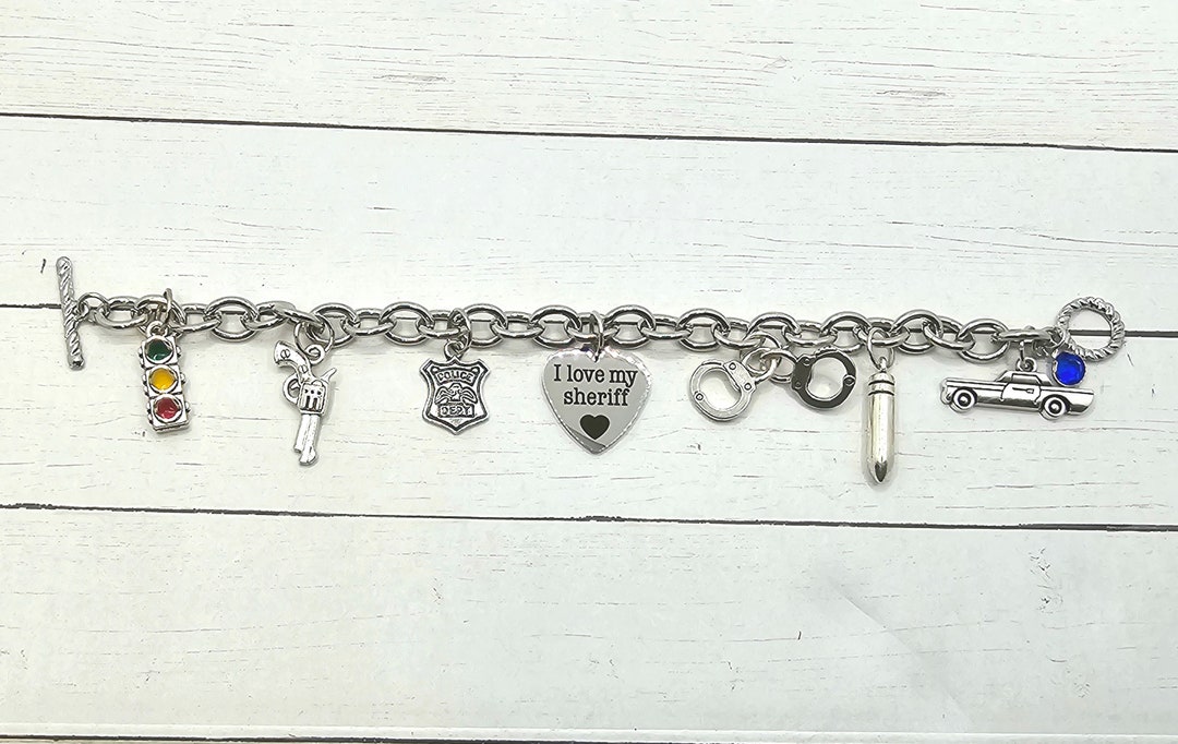 Silver Law Enforcement/police Officer Charm Bracelet - Etsy