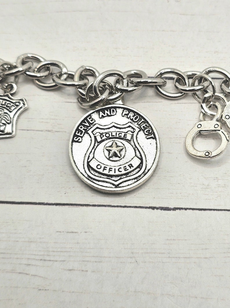 Silver Law Enforcement/police Officer Charm Bracelet - Etsy
