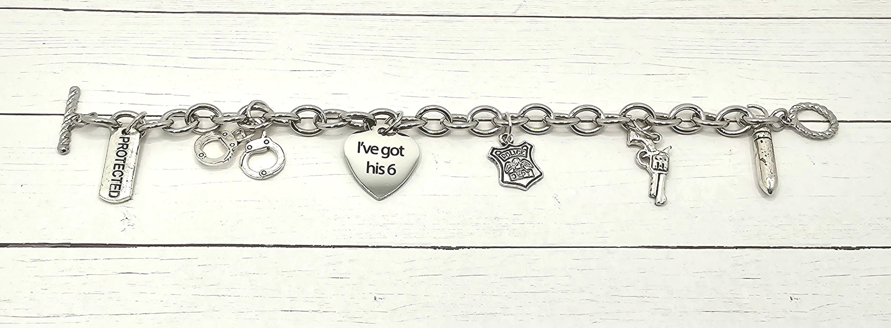 Silver Law Enforcement/police Officer Charm Bracelet - Etsy