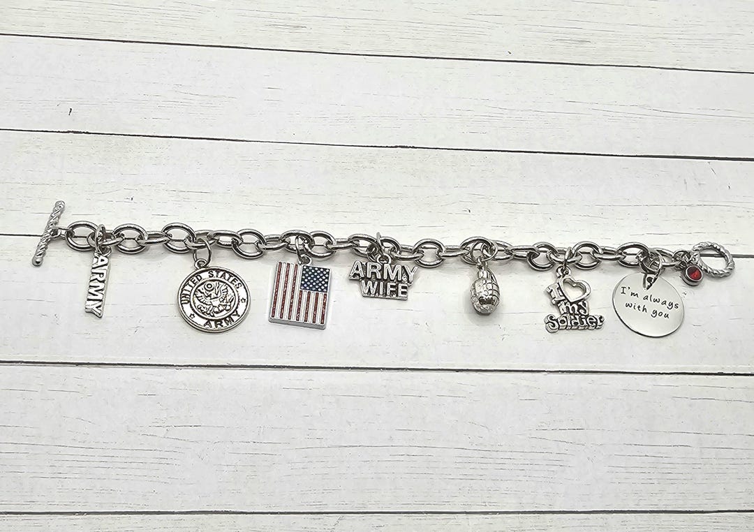 Silver Army Wife Charm Bracelet - Etsy
