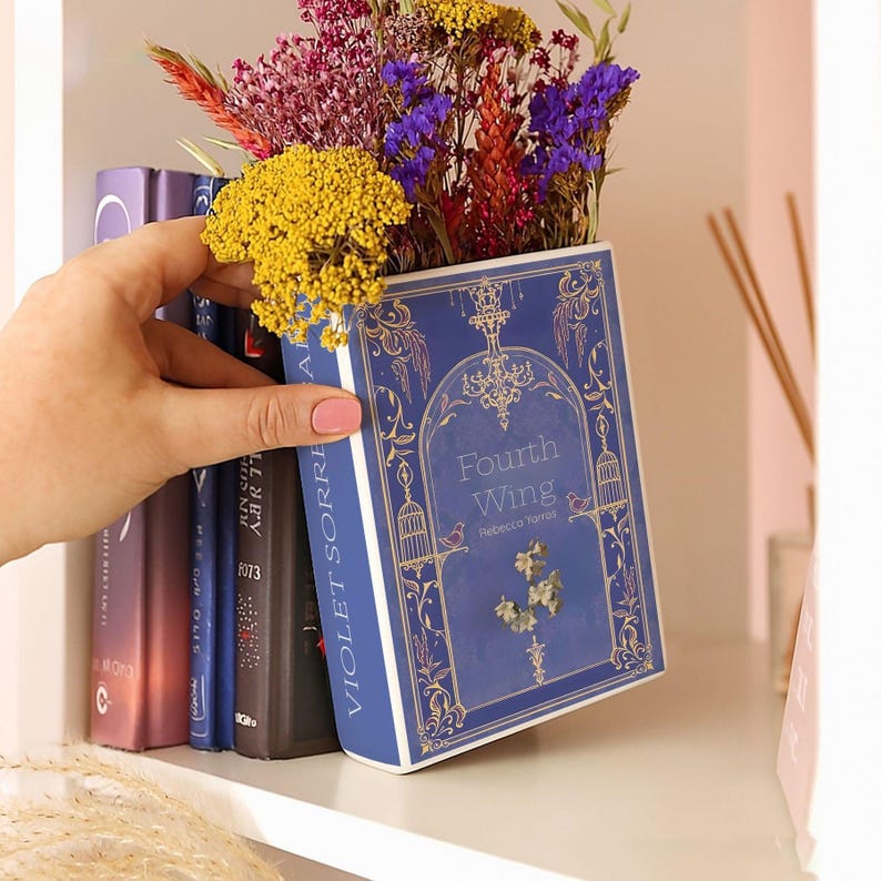 Fourth Wing Book Vase, Rebecca Yarros Inspired Floral Book Decor ...