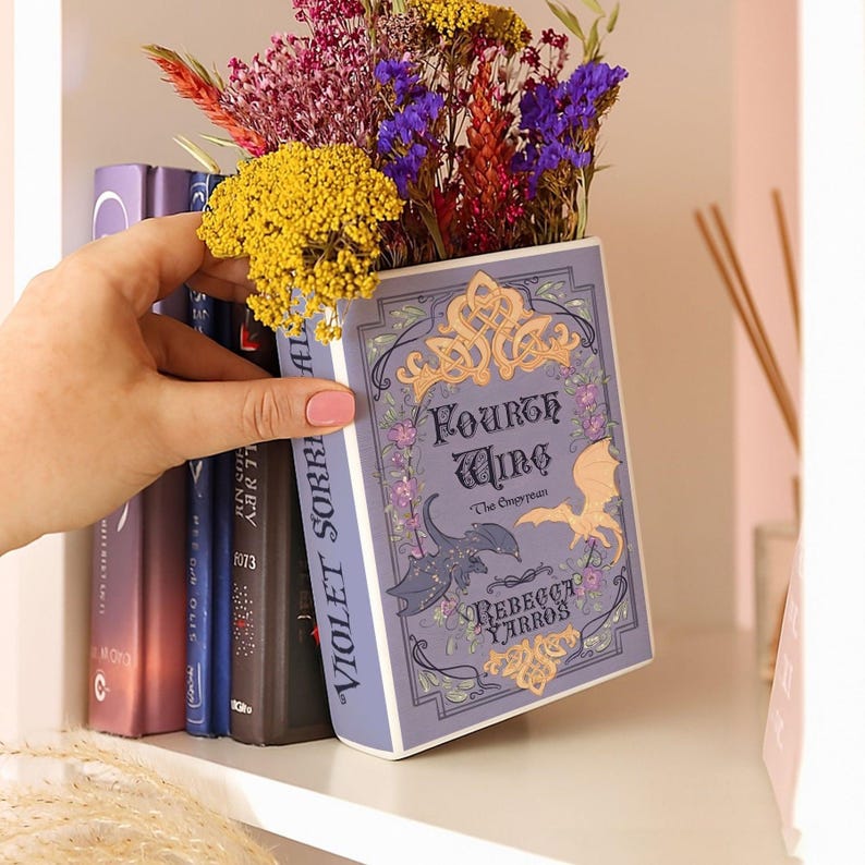 Fourth Wing Book Vase, Rebecca Yarros Inspired Flower Book Decor ...