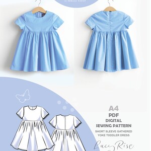 Sewing Pattern PDF Short Sleeve Gathered Yoke Toddler Dress 4 YEARS - Etsy