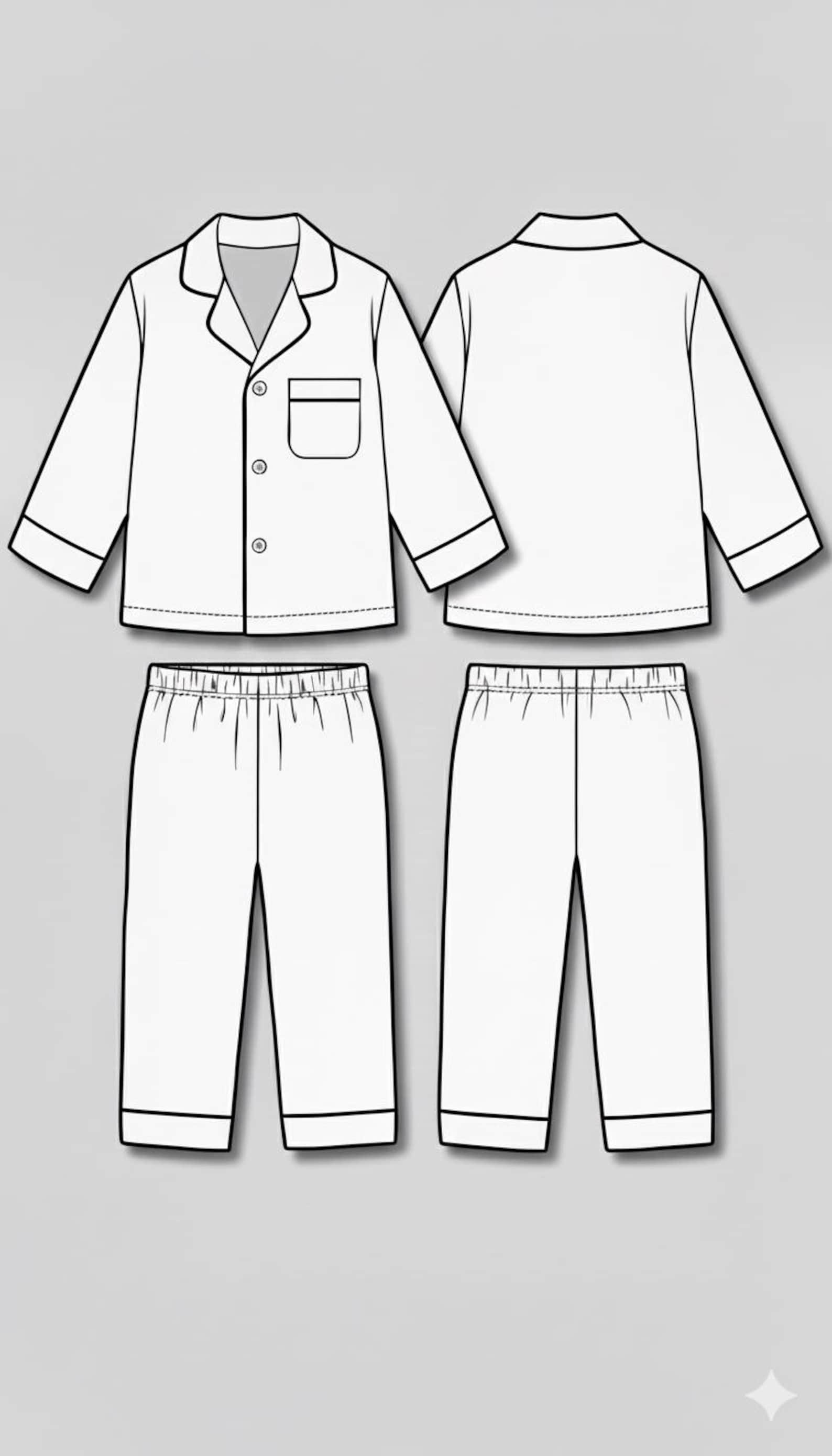 Sewing Pattern PDF 5 Years Toddler Piped Pajama Set Unisex Baby ...