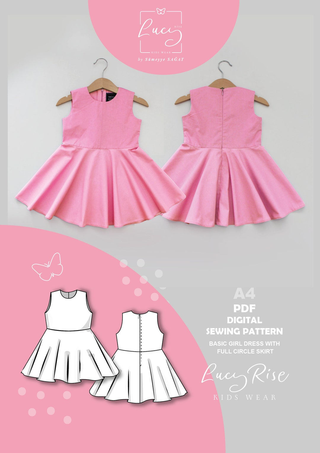 Basic Toddler Dress Sewing Pattern PDF Basic Full Circle Skirt - Etsy