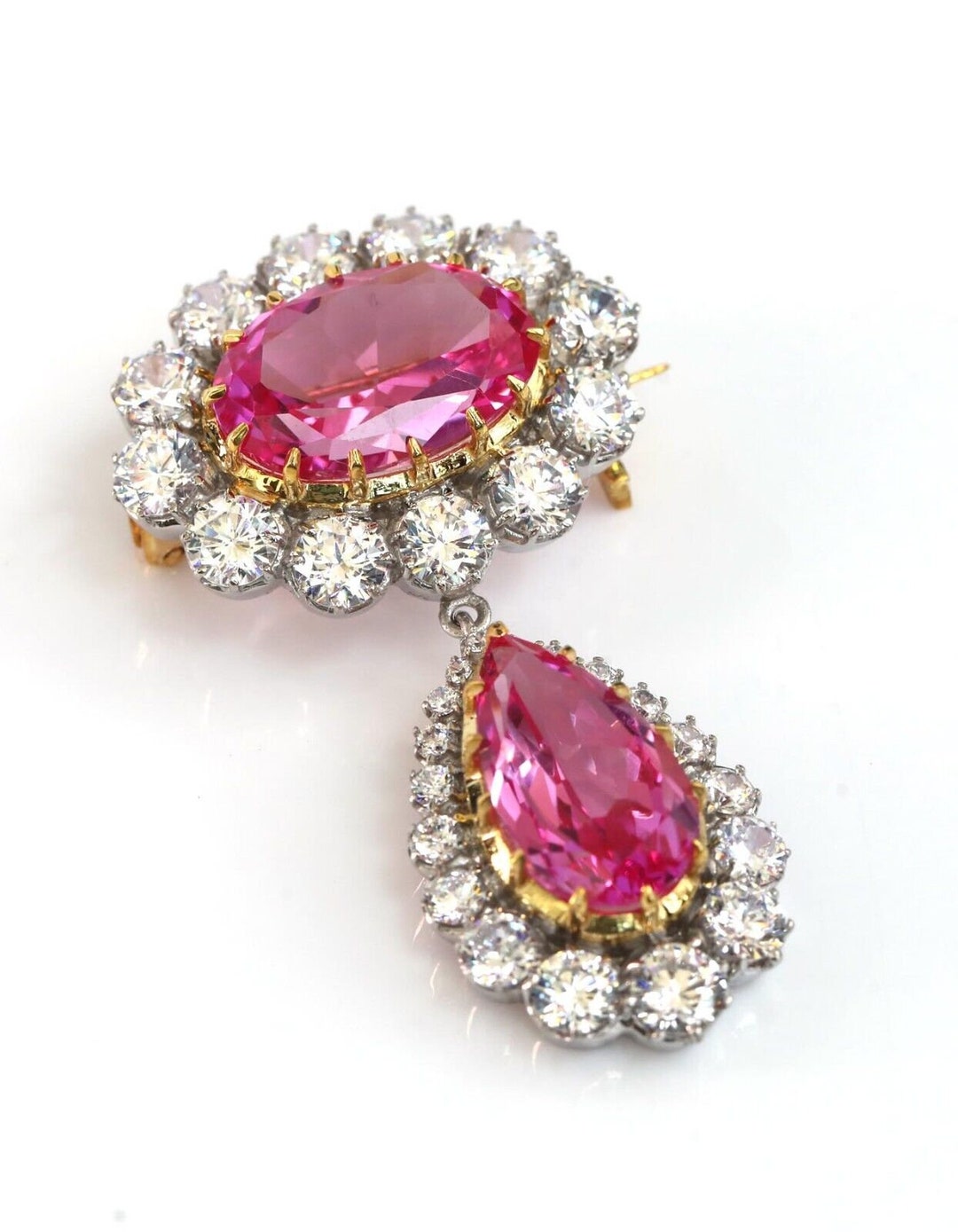 Victorian Ruby Brooch for Women Pink Ruby Crown Brooch Unisex Victorian ...