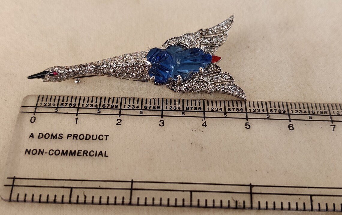 Elegant Vintage Style Flying Goose Bird Brooch Pin Adorned With Carved ...