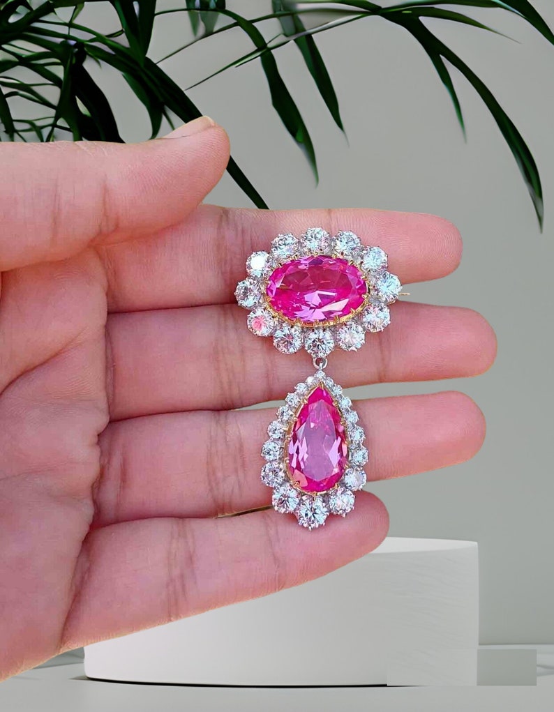 Victorian Ruby Brooch for Women Pink Ruby Crown Brooch Unisex Victorian ...