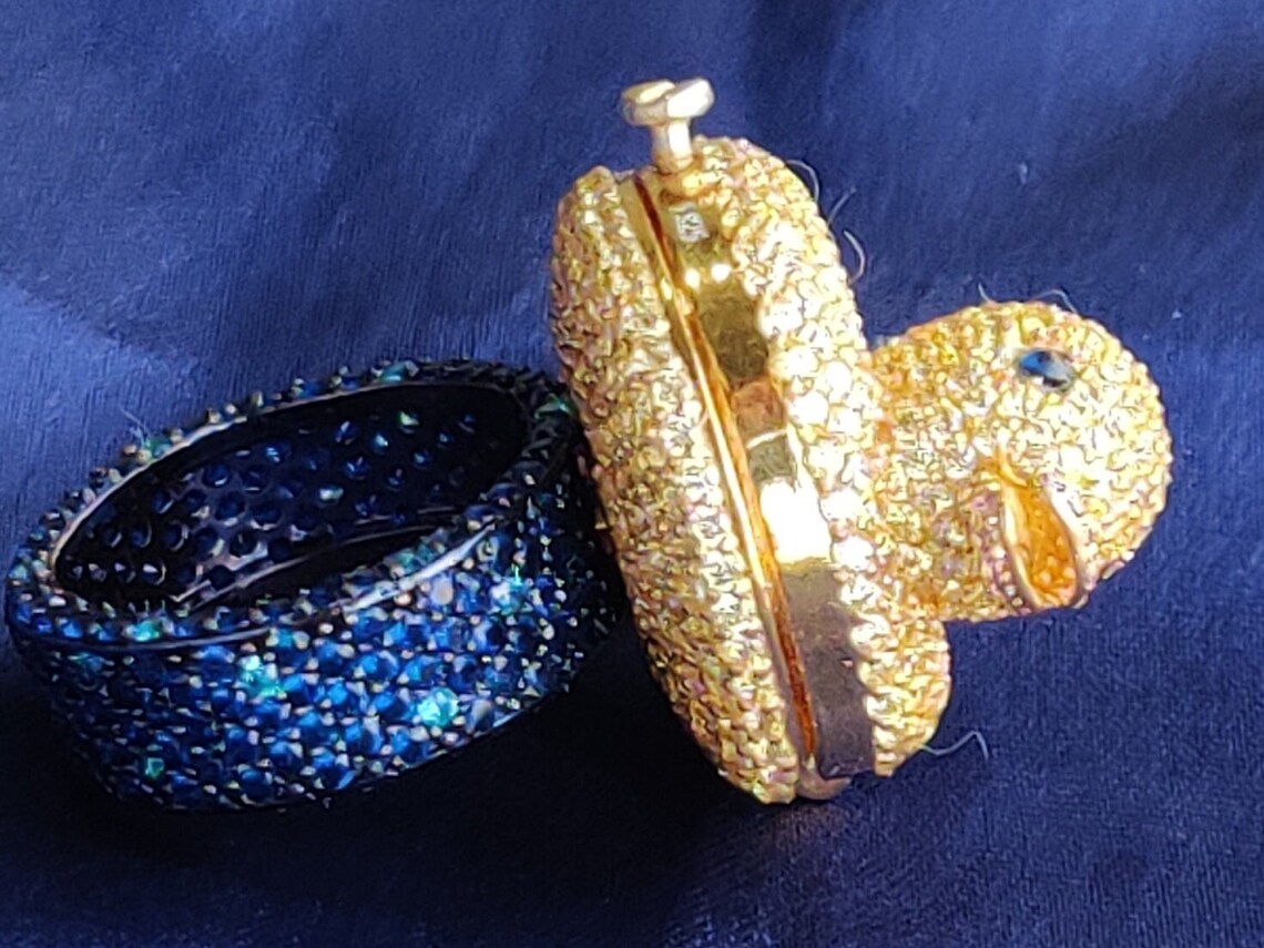 Cute Duck Ring Blue & Yellow CZ Ring Statement Ring for Women 925 ...