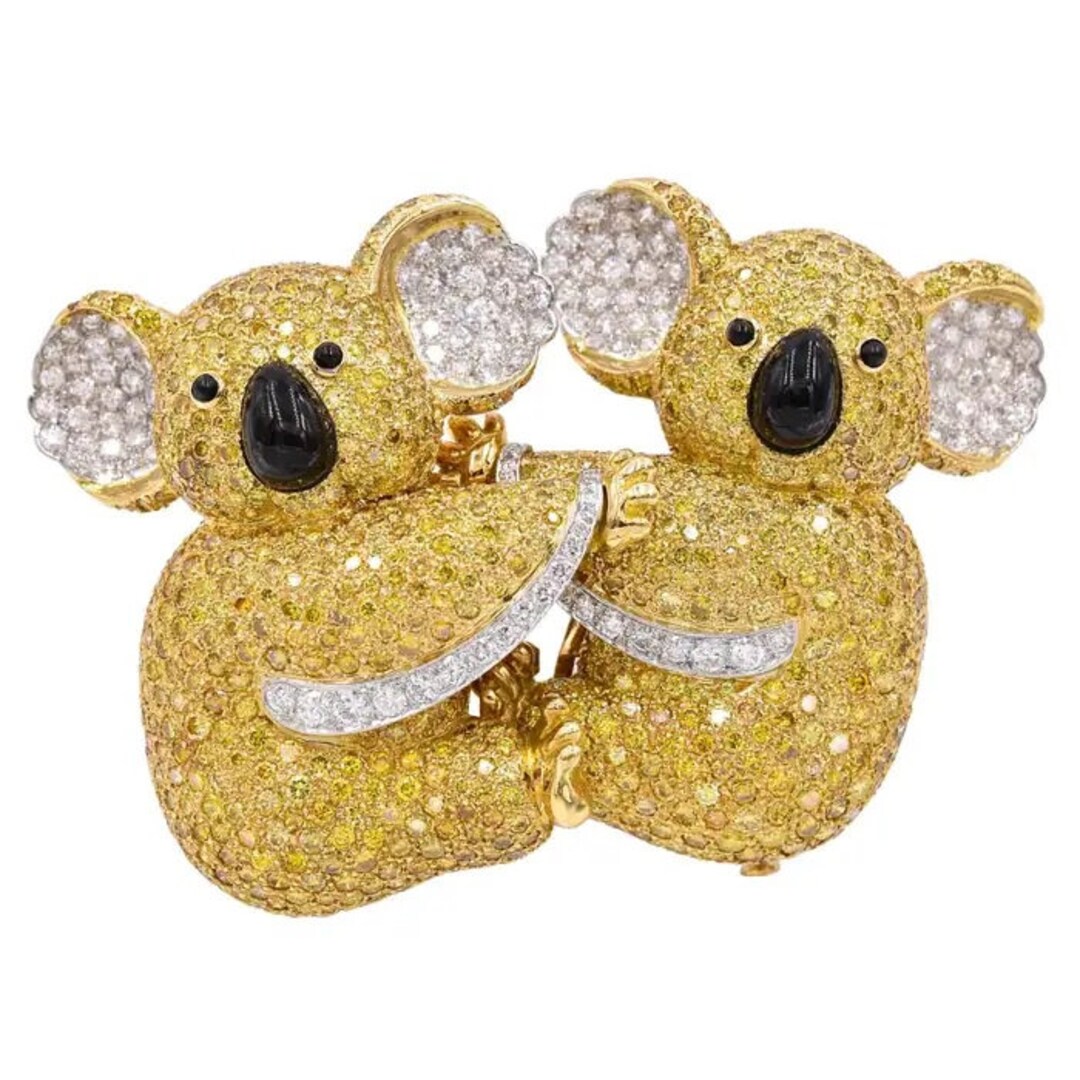 Awesome Double Koala Bear Design Brooch Jewelry in 925 Two Tone ...
