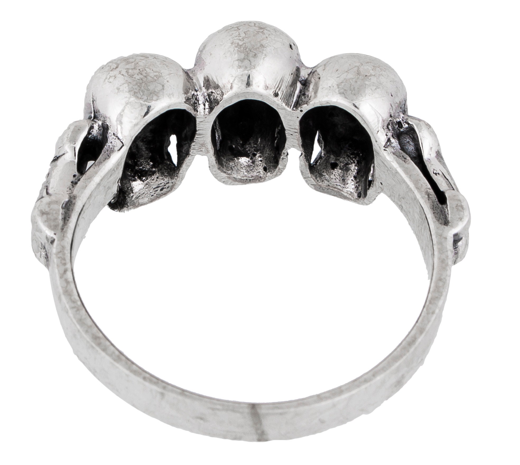 Three Human Skull Ring Unique & Original Design Jewelry Solid 925 Silver, Handmade Gothic Skull ...
