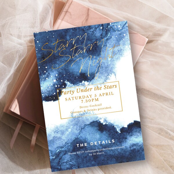 Starry Night Invitation - Etsy