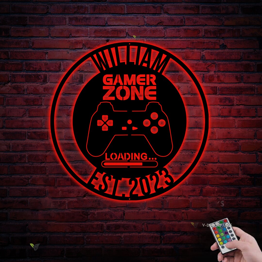 Custom Metal Game Zone Sign With Led Light Gaming Zone Name - Etsy