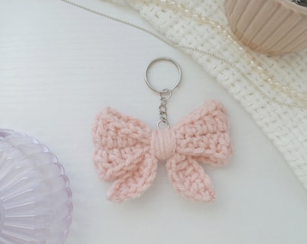 Handmade Crochet Bow Beaded Keychain Coquette Bag Charm Gift Idea - Etsy