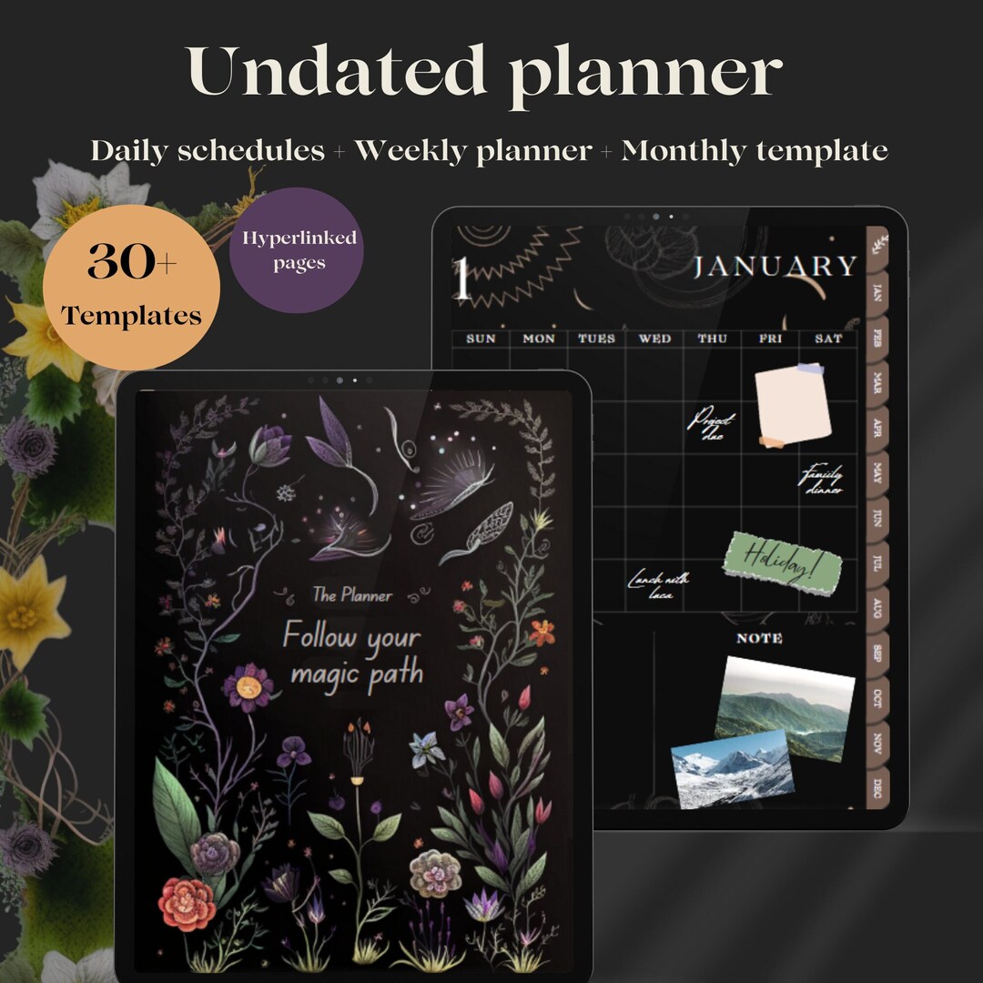 Goth Planner, for iPad Goodnotes Planner, Gothic Witch Dark Mode ...