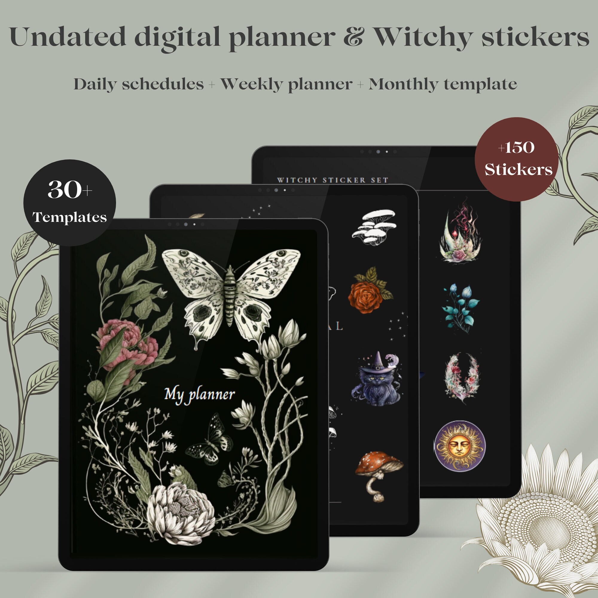 Witchy Digital Planner and Sticker Book for Goodnotes Digital Sticker ...