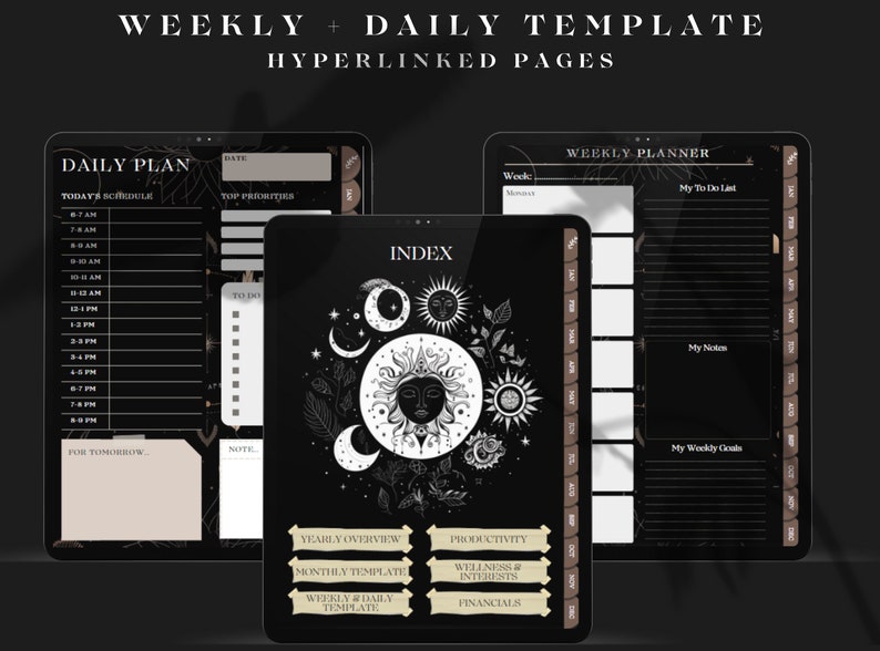 Witchy Planner Dark Mode Planner Dark Academia Digital - Etsy