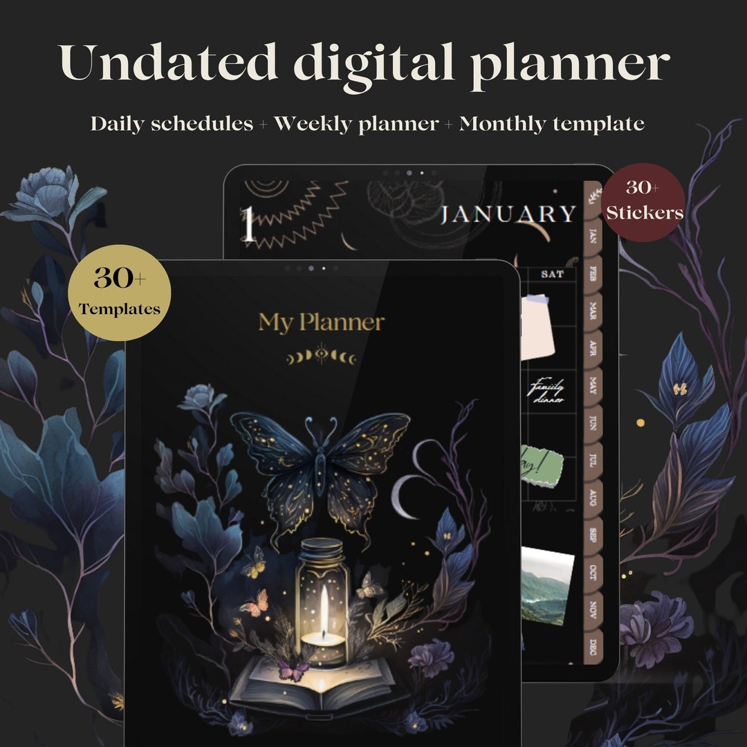 Undated Witchy Digital Planner Yearly, Monthly, Weekly, Daily Planner ...