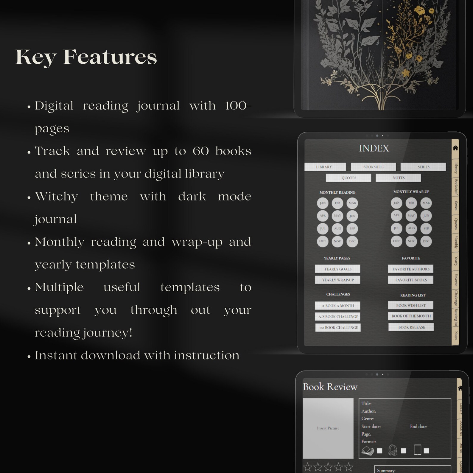 Digital Reading Journal, Reading Log, Book Tracker, Reading List ...
