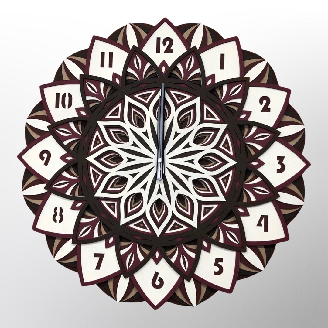 Mandala Wooden Wall Art Clock, Handcrafted Timepiece, Bohemian Home ...