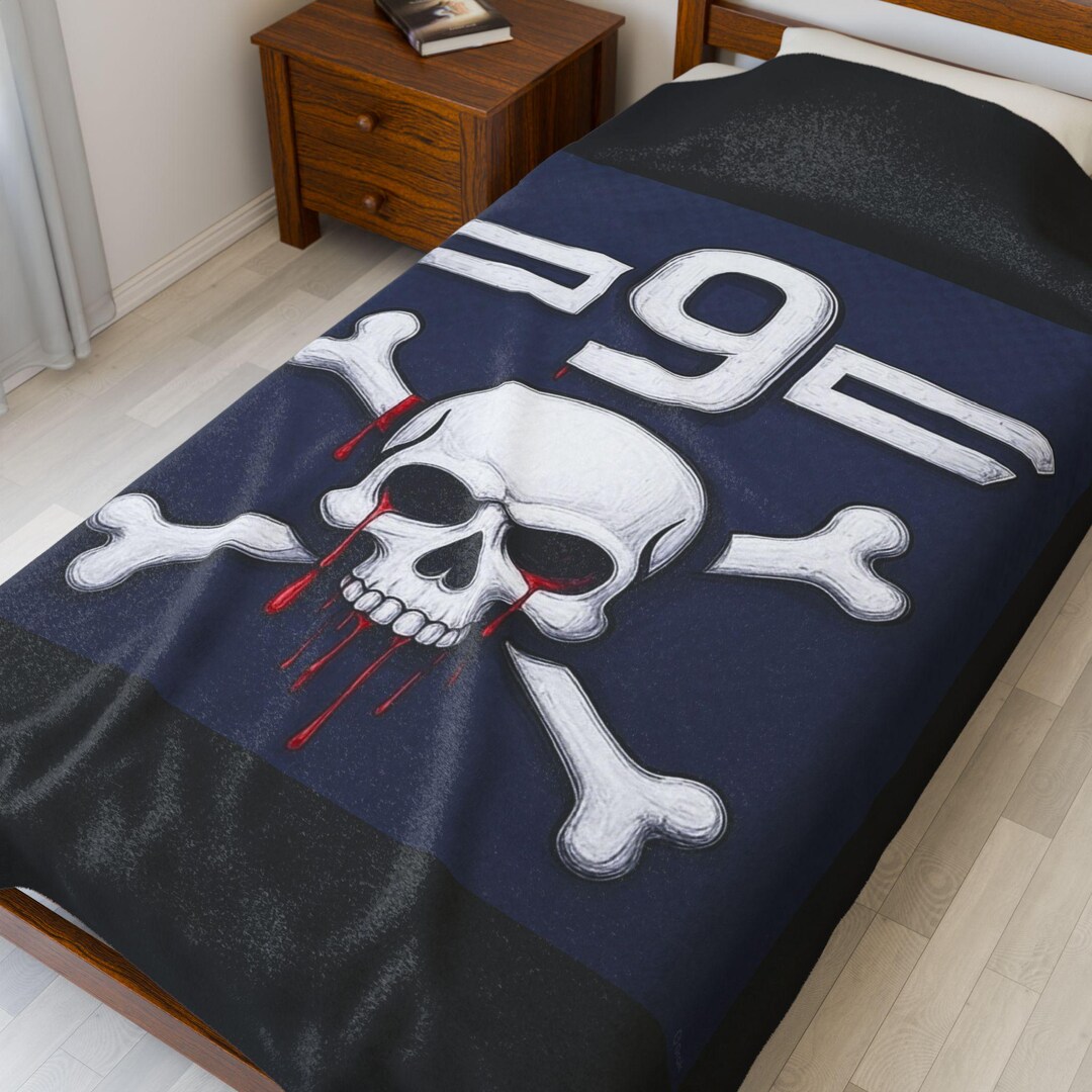 Bleeding Skull With Crossbones 9 Emblem Velveteen Blanket | Gothic ...