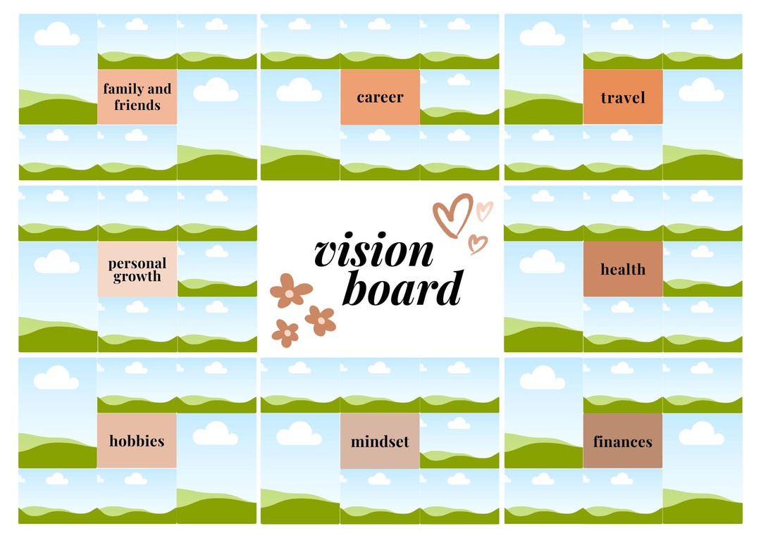 Neutral Vision Board Canva Template | A3 Digital Download - Etsy