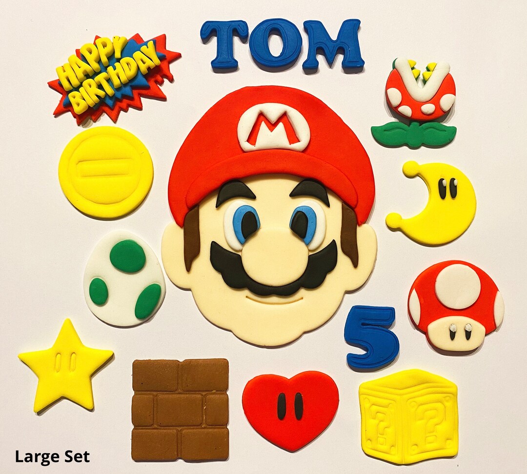 Edible Fondant Mario Luigi Face Topper Fondant Sugar Paste Decorations ...
