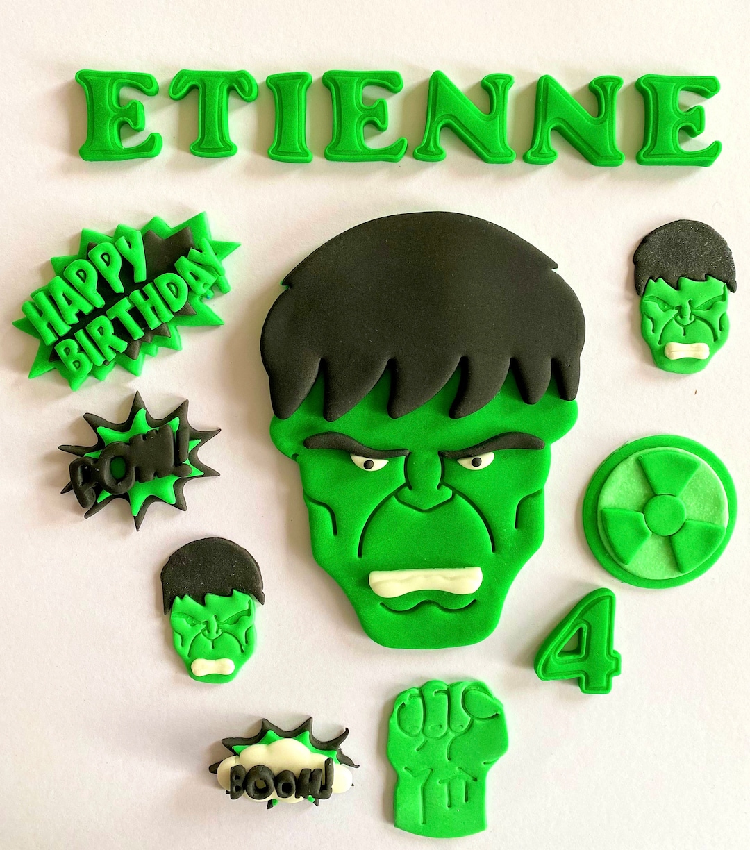 Edible Fondant Hulk Face Cake Topper Fondant Sugar Paste - Etsy