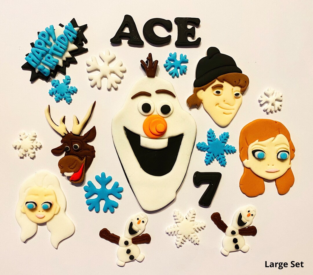 Edible Fondant Olaf Cake Topper. Elsa, Anna Cake Topper. Fondant Sugar ...