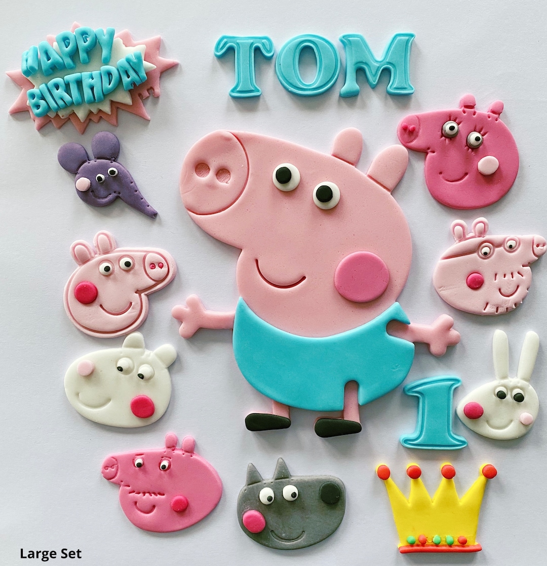 Edible Fondant George Pig Cake Topper Fondant Sugar Paste Decorations ...