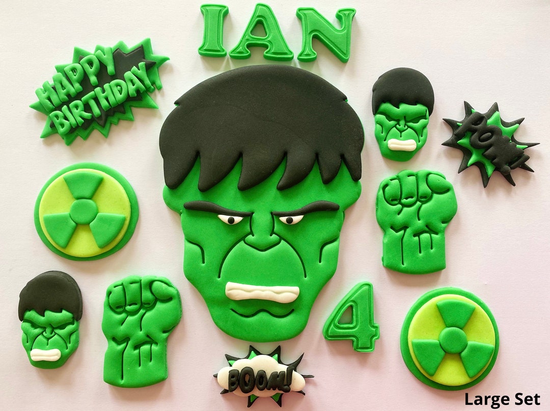 Edible Fondant Hulk Face Cake Topper Fondant Sugar Paste Decorations ...