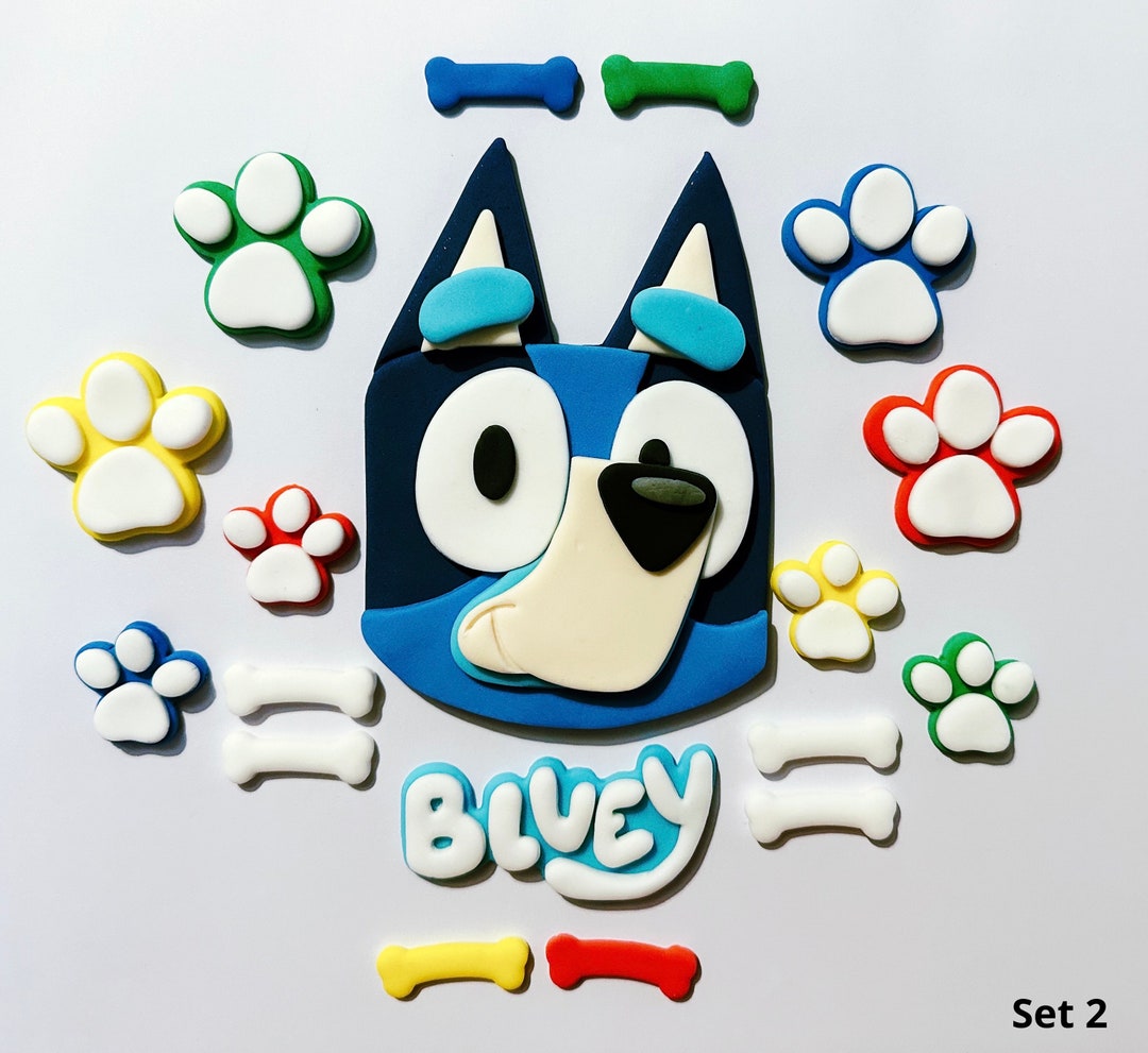 Edible Fondant Bluey Head Topper Fondant Sugar Paste Decorations - Etsy