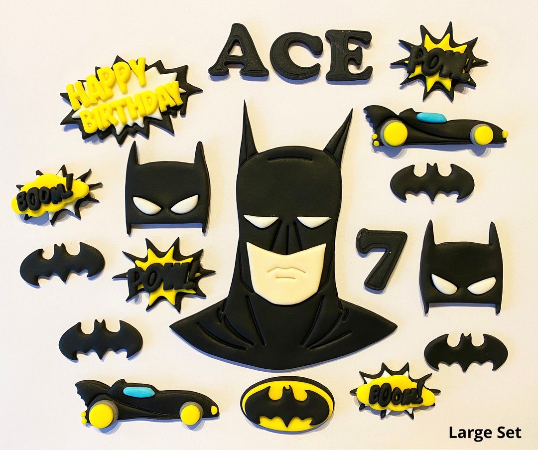 Edible Fondant Batman Face Cake Topper Fondant Sugar Paste Decorations ...