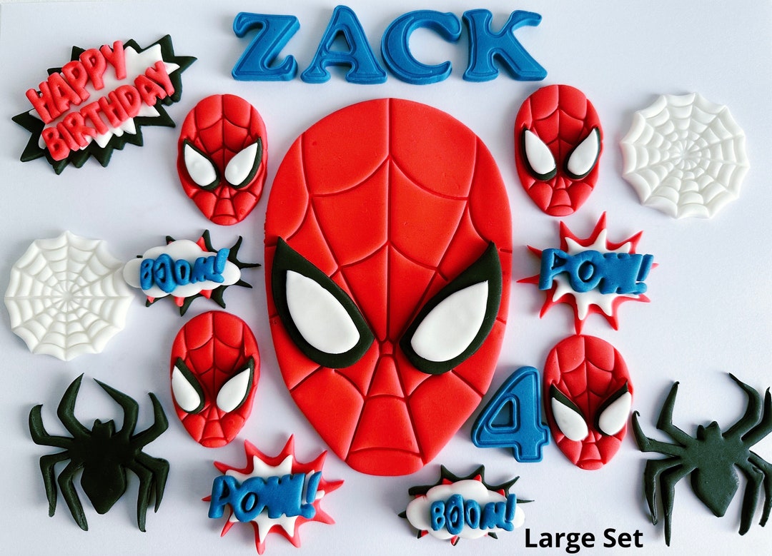 Edible Fondant Spiderman Face Cake Topper Fondant Sugar Paste ...