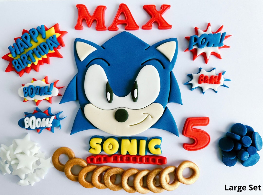 Edible Fondant Sonic Face. Cake Topper. Fondant Sugar Paste Decorations ...